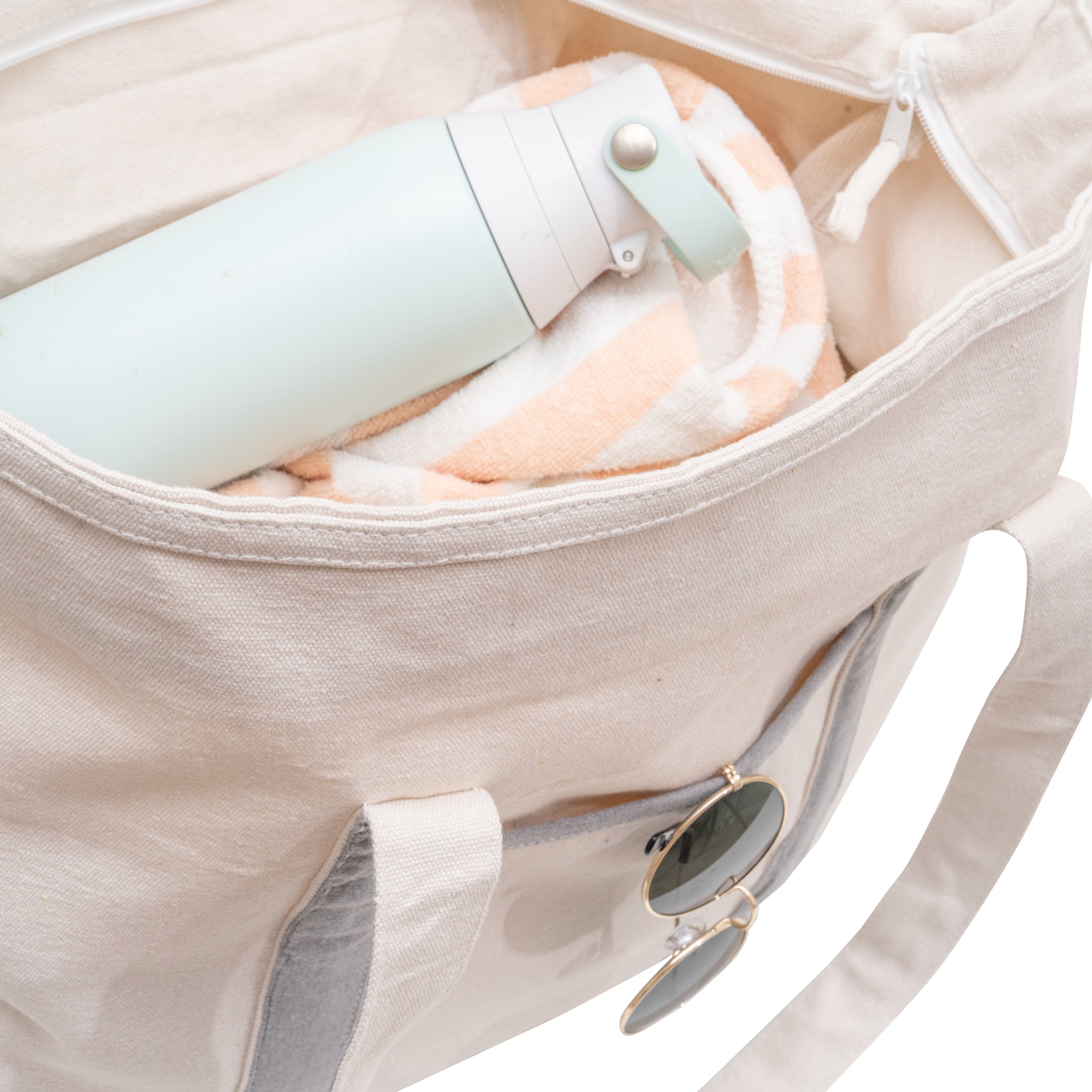 Extra Large Canvas Tote Bag with Handle and Zipper Top